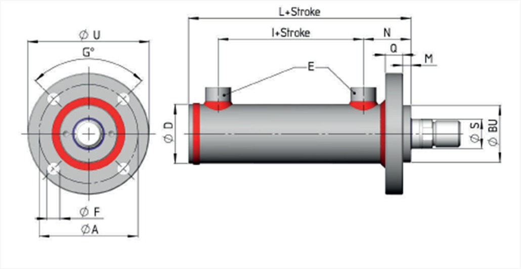 Front Flange Type Cylinder – Gulf Hydraulics FZE